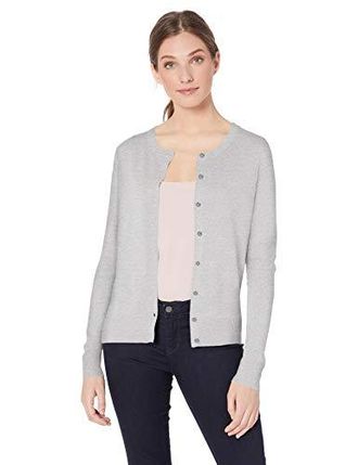 Amazon Essentials Gilet Col Rond Léger (Grandes Tailles Disponibles) Femme, Gris Clair Chiné, XL