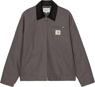 Carhartt Work in Progress Detroit Jacket, Veste classique avec col en velours c&ocirc;tel&eacute;, gris graphite, coton biologique Dearborn Canvas 340 g, doublure type couverture, Gris grap