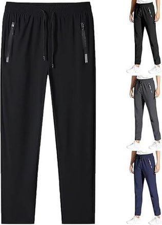 Generic Pantalon de sport pour femme - Stretch Active - Ultra extensible - En soie glac&eacute;e - S&eacute;chage rapide, Noir, XXL