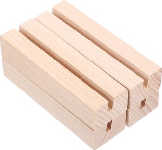 BESTONZON Holz Kartenhalter 4 St&uuml;ck mit 5mm Schlitz Tischkalenderhalter und Fotohalter f&uuml;r Postkarten 10X3X2cm Robust und Vielseitig f&uuml;r B&uuml;ro und Wohnr&auml;ume
