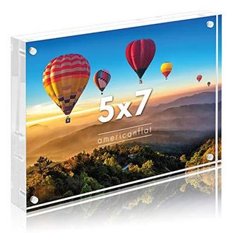 Americanflat Acryl-Bilderrahmen, 12,7 x 17,8 cm, transparenter Bilderrahmen mit magnetischen Ecken, Acryl-Bilderrahmen zum Aufstellen auf Schreibtisch oder Tisch, 