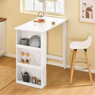 SoBuy Sobuy - Table haute blanche pour petits espaces - Dimensions 112 x 57 x 106 cm - Panneaux de particules et MDF - FWT17IIW