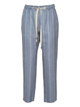 Barba pantalon rayé à lien de resserrage - Bleu