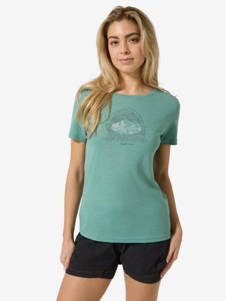 super.natural T-Shirt f&uuml;r Damen,Merino W TENT VIEW TEE mit Berg-Motiv, atmungsaktiv