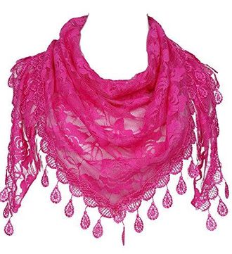 GFM Écharpe triangulaire en dentelle avec motif floral -Rose- (Tri-500-CRTGLB)