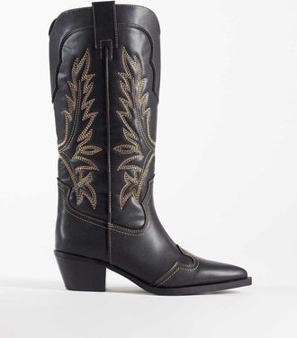 Asos Celestine - Santiags plates - Noir effet vieilli