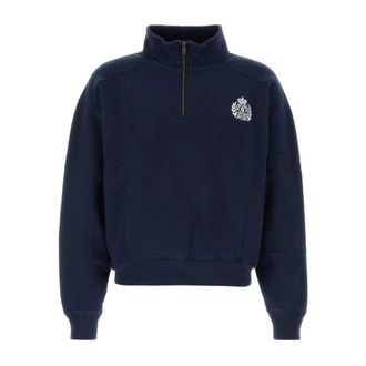 Sporty & Rich Homme, Sweatshirts et sweats &agrave; capuche, Bleu, Taille: L NY Crest Embroidered Quarter Zip