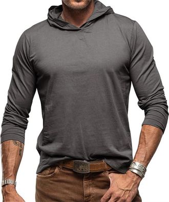 ORANDESIGNE Herren Hoodie Einfarbig Kapuzenpullover Casual Langarm Shirts Outdoor Sweatshirt mit Kapuze Herbst Basic Kapuzenshirt A Dunkelgrau XXL
