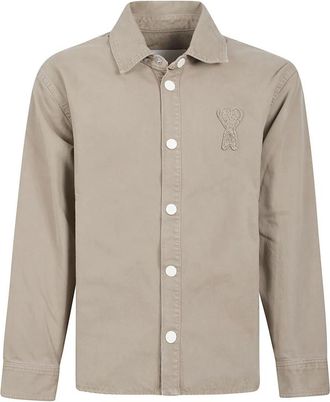 Ami Homme, Chemises, Beige, Taille: L Boxy Embroidered Ami De Coeur Shirt