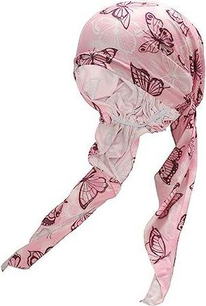 ZLYC Bonnet turban chimio pour femme, Foulard pré-noué, Chapeau léger, Papillon rose., taille unique