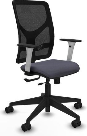 Piqueras y Crespo B&uuml;rostuhl, Grau mit wei&szlig;en und schwarzen Armlehnen, h&ouml;henverstellbare Lendenwirbelst&uuml;tze, ausgestattet mit Syncro/Traslack und Schneideschaum, Schwarz