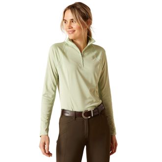 Ariat Womens Sunstopper 3.0 1/4 Zip Baselayer Top Long Sleeve in Laurel Green, Size Medium, by Ariat