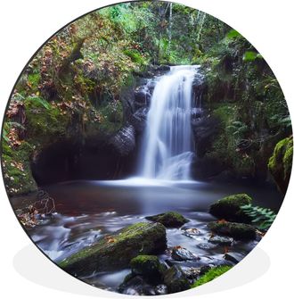 MuchoWow Wandbild Rund Wanddeko Deko Wohnzimmer Bilder 60x60 cm Wasserfall - Natur - Wasser