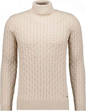 Ragman Herren Strickpullover mit Rollkragen, Baumwolle/Kaschmir Beige-Melange-820, XL