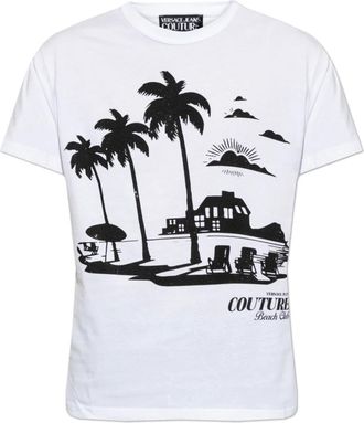 Versace Jeans Couture Homme, Tops, Blanc, Taille: S T-Shirt avec Imprim&eacute; et Sequins Scintillants