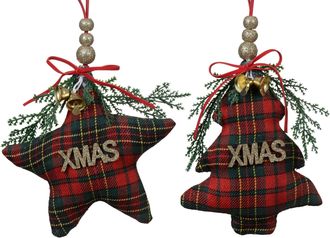 Kaemingk Christbaumschmuck 15cm - Anhänger mit Karo Muster - 1 Stück Sortiert - bruchfest - Weihnachtsbaumschmuck & Christbaumanhänger für Weihnachten - Figur 