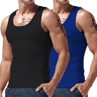 Generic Lot de 2 d&eacute;bardeurs pour homme - Couleur unie - Sans manches - S&eacute;chage rapide - Respirant - Pour la course &agrave; pied, la gym - Sans manches, k, 3XL