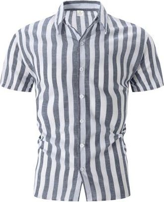 Generic Chemisette Homme Manche Courte- Chemisette Col Revers Ray&eacute;s Classiques Confortable D&eacute;contract&eacute; Blouse Chic Coupe Slim avec Boutons Style Streetwear Ha