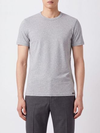 Tom Ford T-shirt &agrave; col rond en coton stretch avec manches courtes et ourlet droit