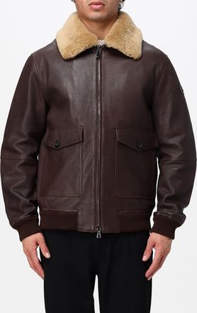 Peuterey Blouson aviateur en peau de mouton retourn&eacute;e avec col en fourrure et fermeture zipp&eacute;e