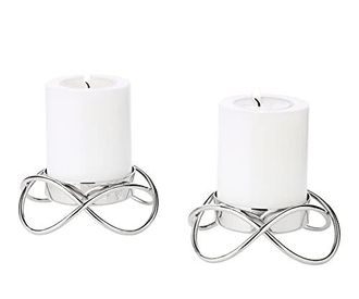 Edzard Lot de 2 bougeoirs Bastia S (diam&egrave;tre 10,5 cm, Hauteur 3 cm) en Acier Inoxydable nickel&eacute; pour Bougies dun diam&egrave;tre de 6 cm