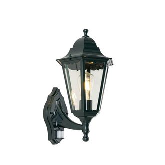 QAZQA Klassisch I Antik Außen Wandlaterne dunkelgrün mit Bewegungsmelder IP44 - New Orleans up I Außenbeleuchtung - Aluminium Rund - LED geeignet E27