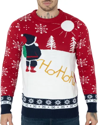 Noroze Herren Unisex Retro Hässlich Frech Gestrickt Weihnachten Pullover Strickpullover Top 3XL Ho Ho Santa- Sahne