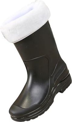 Generic Bottes de pluie mi-mollet pour femme - Bottes de pluie dhiver chaudes avec doublure en peluche amovibles et lavables - Imperm&eacute;ables et antid&eacute;rapantes 