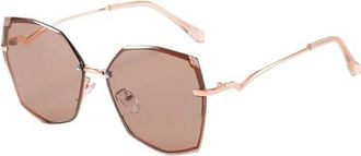 Generic Lunettes De Soleil D&eacute;coratives &Agrave; Monture M&eacute;tallique Large Et Tendance For Hommes Et Femmes, Id&eacute;ales For Les Vacances, La Plage Et Les Photos.(Brown)