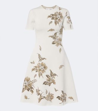 Oscar De La Renta Robe en jacquard &agrave; fleurs