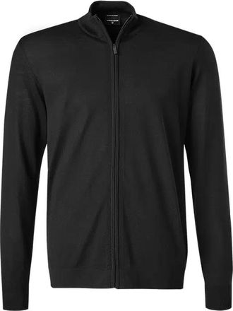 Strellson Herren Cardigan schwarz Merinowolle unifarben