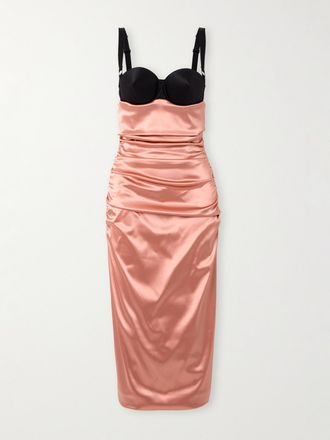 Dolce & Gabbana Robe Midi En Satin &Agrave; Fronces Bicolore - Rose