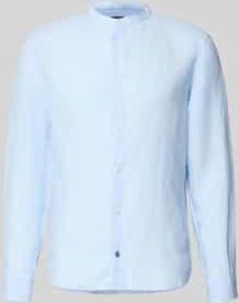 Olymp Level 5 Slim Fit Leinenhemd aus reinen Leinen mit Stehkragen