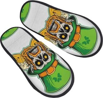 Generic Pantoufle F&ecirc;te Du Cr&acirc;ne Avec Verre De Bi&egrave;re Chaussons Antid&eacute;rapants Doux Chaussures Pour Homme Unisex Int&eacute;rieur M