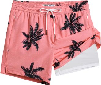 Maamgic Herren Badehose mit Kompression Badeshorts 2 in 1|14cm Innenl&auml;nge Schnelltrocknend l&auml;ssige Swim Shorts Kurz Boardshorts mit Innenhose Rei&szlig;verschlussta