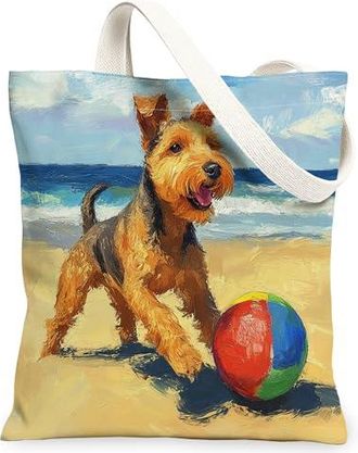 Generic Sac fourre-tout en toile motif chien Shiba Inu pour faire du shopping, 33 x 38,1 cm, sac d&eacute;picerie r&eacute;utilisable pour femme, peinture esth&eacute;tique, d&eacute;cor