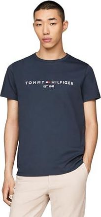 Tommy Hilfiger T-Shirt Manches Courtes Homme Slim Fit, Bleu (Military Denim), XS