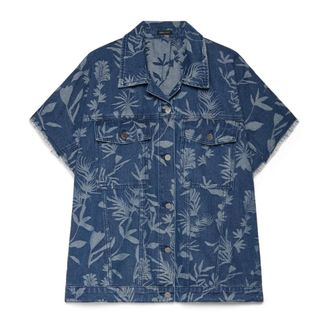 Fiorella Rubino Denimhemd mit Blatt-Jacquard-Muster - - Blouses & Shirts - Damen - Blau - M/L