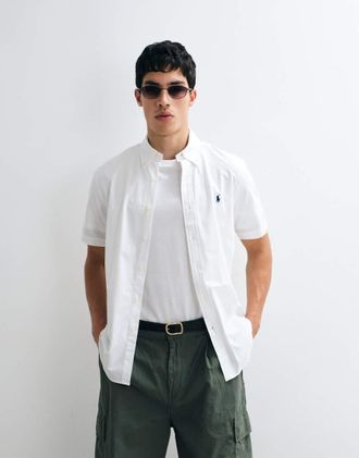 Polo Ralph Lauren Chemise style sport &agrave; manches courtes coupe ajust&eacute;e - Blanc