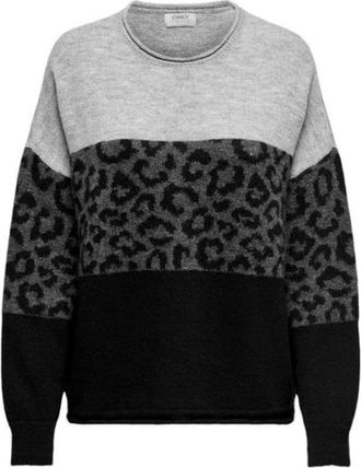 Only Only, Femme, Pulls, Multicolore, Taille: 40 FR Colorblock Leopard Print Knit Sweater