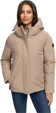 Marikoo Veste dhiver pour femme (XS-3XL) - Avec capuche, poches ext&eacute;rieures doubl&eacute;es, fentes da&eacute;ration - N113, Taupe-Grey, XXL