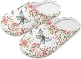 Coloranimal Chaussons de spa pour invit&eacute;s - Jetables et r&eacute;utilisables - Antid&eacute;rapants - Bout ferm&eacute;, Papillon rose rose, 38.5/39.5 EU