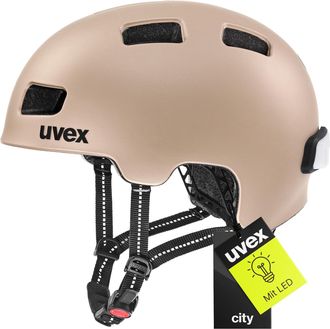 Uvex City 4 - Leichter City-Helm f&uuml;r Damen und Herren - individuelle Gr&ouml;&szlig;enanpassung - inkl. LED-Licht - Soft Gold matt - 58-61 cm