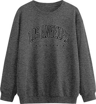 Generic T-shirt &agrave; manches longues et col rond pour femme pour entra&icirc;nement quotidien &agrave; la maison et en plein air, gris fonc&eacute;, XL