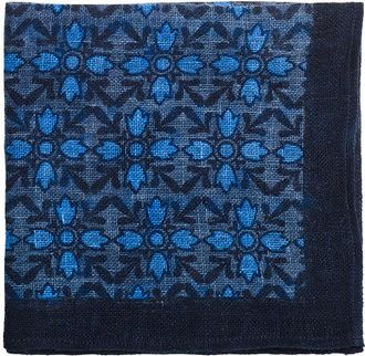 Bexley Pochette Lin Imprim&eacute; - Cravate homme bleu marine et bleu