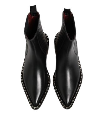 Dolce & Gabbana Mens Black Studded Chelsea Short Ankle Boots Shoes Pl+vi+66lf