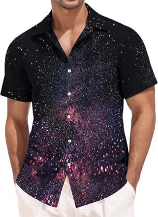 Generic Chemise disco pour homme - Costume de carnaval - Style classique - Multicolore - Boutonné - Costume de fête disco décontracté - Pour discothèque - Hau