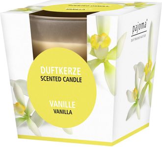 Pajoma Duftkerze, Vanille - im satinierten Glas | 120g Wachsgewicht, Brenndauer: 25 Stunden, in edler Geschenkverpackung | Premium Qualität