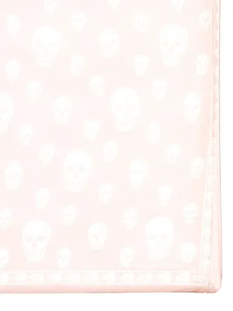 Alexander McQueen Hand-Sewn Skull Motif Silk Scarf - Pink