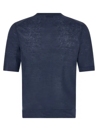 Ballantyne Argyle Jacquard T-shirt - Navy